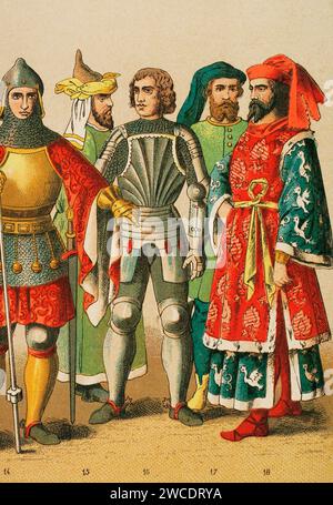 German nobleman from the Middle Ages, colored engraving Stock Photo - Alamy