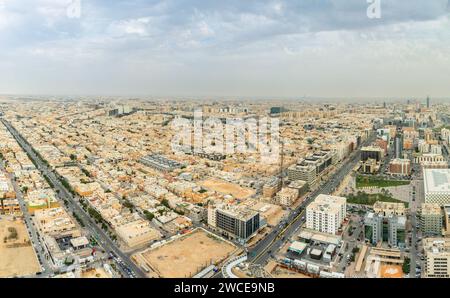 Aerial large panorama of downtown and outskirts of Riyadh city, Al ...