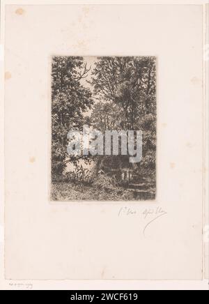 Bebering around a lake, Alfred Elsen, 1860 - 1910 print paper etching ...