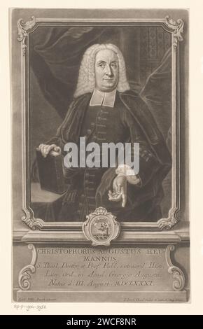 PortraT van Christoph August Heumann, 1741 print paper etching ...