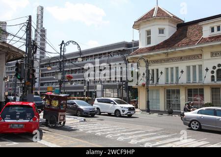 Asia Afrika Street or Jl Asia Afrika in downtown Bandung City, West ...