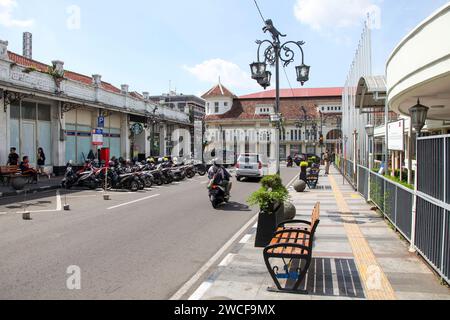 Braga Street with Dutch colonial buildings in Bandung, Indonesia and ...