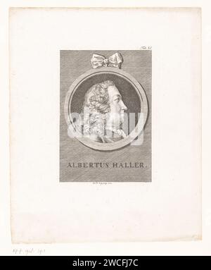 Portrait van Albrecht Haller, Johann Jacob Haid, after Johann Rudolf ...