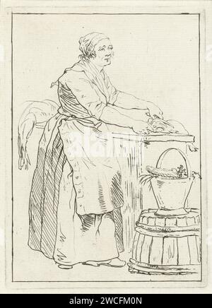 Fish cleaning wife, Hermanus Fock, 1781 - 1822 print Amsterdam paper ...