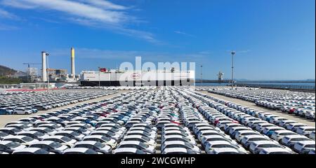 (240116) -- SHENZHEN, Jan. 16, 2024 (Xinhua) -- Vehicle carrier vessel ...