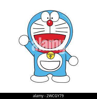doraemon cartoon smile. japanese character manga series vector ...