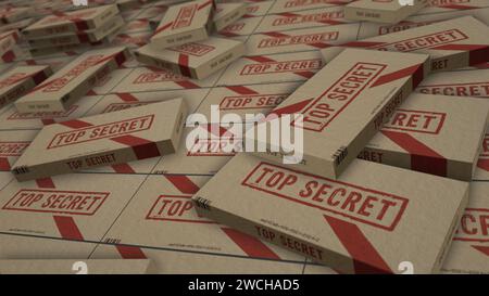 Top secret box production line. Confidential documents cardboard pack ...