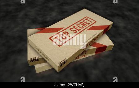 Top secret box production line. Confidential documents cardboard pack ...