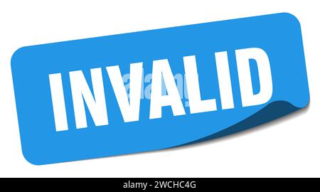 invalid sticker. invalid rectangular label isolated on white background ...