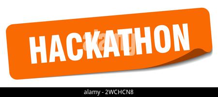 hackathon sticker. hackathon rectangular label isolated on white ...