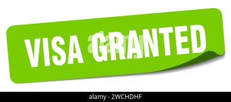visa granted sticker. visa granted rectangular label isolated on white ...