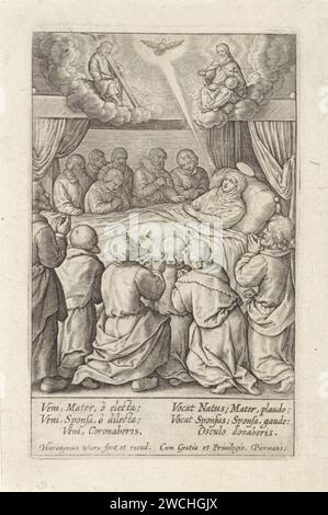 Holy Trinity, Hieronymus Wierix, 1563 - Before 1619 print A man kneels for the holy trinity in ...