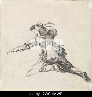 . Kneaded soldier with rifle to the left, seen on the back. Over his ...