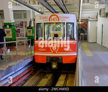 the historic Tünel funicular in Istanbul, Turkey, one of the world's ...