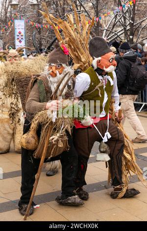 Masquerade festival "Surva" in Sofia, Bulgaria. People with mask called ...