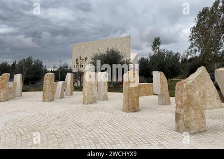 Micha Ullman's huge stone sculpture “Letters of Light” located outside ...
