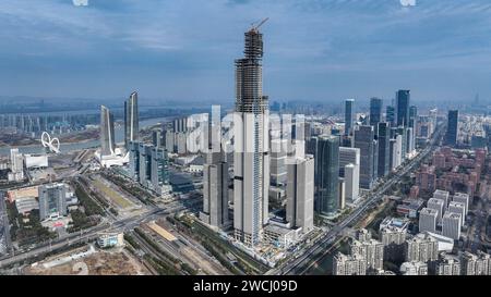 Nanjing. 16th Jan, 2024. An aerial drone photo taken on Jan. 16, 2024 ...