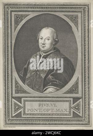 Portret Van Paus Pius VI, Carlo, 1775 print Rome paper etching ...