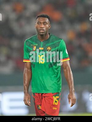 January 15 2024: Oumar Gonzalez (Cameroon) controls the ball during a ...