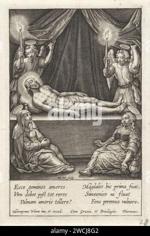 Grave of Christ, Hieronymus Wierix, After Maerten de Vos, 1584 print Christ is placed in the ...