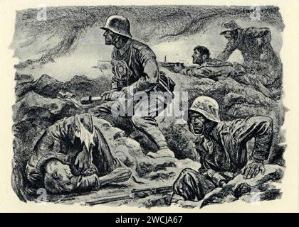 6 Künstler-Postkarten ''Frontbilder 1918'' nach Original-Litographien ...