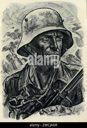 6 Künstler-Postkarten ''Frontbilder 1918'' nach Original-Litographien ...