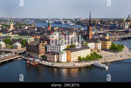 Stockholm: Panoramic view of Gambla Stan from the City Hall Tower ...