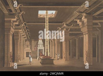 A Choultry. Or place of worship carved out of the Rock at Tritchinopoly ...