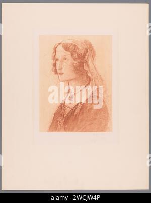 Detail from a fresco of Botticelli, face of a young woman, Auguste ...