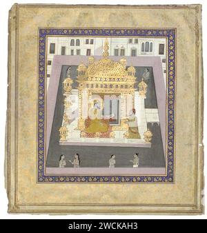 A Sikh Guru (Perhaps Guru Arjan Dev) Seated in the Golden Temple at ...