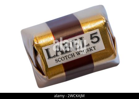 Label 5 Scotch Whisky chocolate liqueur from box of Famous Names ...