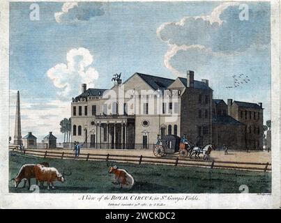 A view of the Royal Circus from St. George's Fields 1785 Stock Photo ...