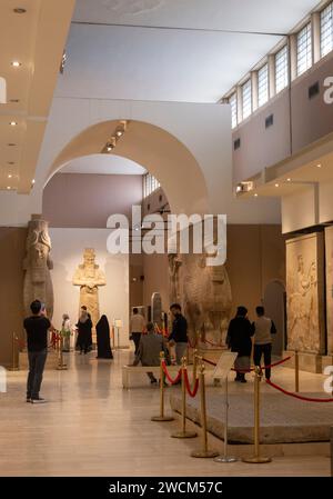 gallery of carved stone reliefs from the Assyrian palace of Dur ...