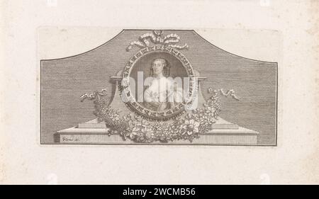 Portrait of Maria Henrietta in a circle with border lettering Entirely ...