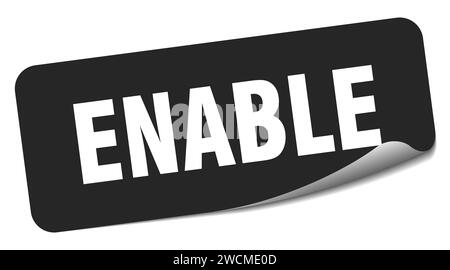 enable sticker. enable rectangular label isolated on white background ...