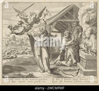 King David sacrifices God and sees the Angel of Death, Cornelis Galle ...