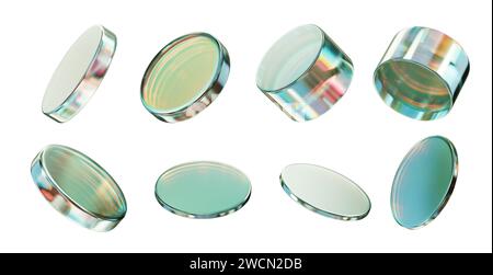Cylinder crystal shape set isolated on white background 3d rendering ...