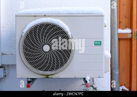 Air Conditioner Heat Exchanger Covered for Winter Stock Photo - Alamy