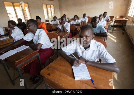 Uganda. Students learn in a small classroom. Editorial use only Stock ...