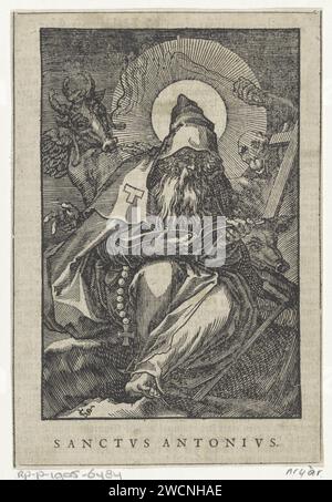 Holy Antonius the Great of Egypt as a recluse, Boëtius Adamsz. Bolswert ...