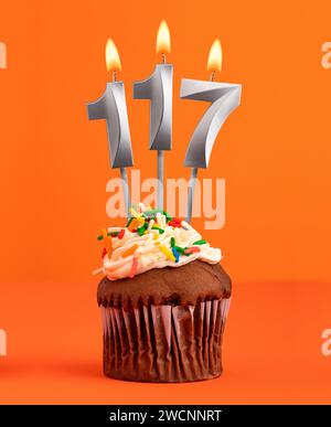 Birthday candle number 117 on white background Stock Photo - Alamy