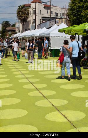Sunset Triangle Plaza in Silverlake neighborhood of Los Angeles, the ...