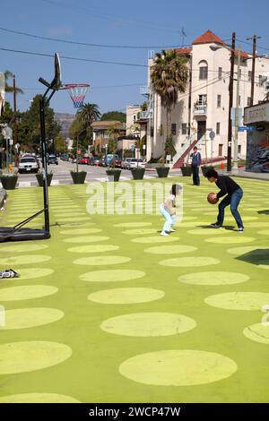 Sunset Triangle Plaza in Silverlake neighborhood of Los Angeles, the ...