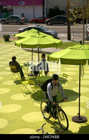 Sunset Triangle Plaza in Silverlake neighborhood of Los Angeles, the ...
