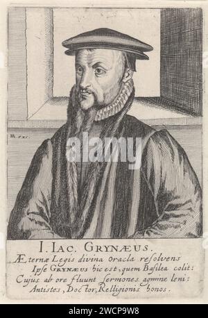 Portrait of Simon Grynaeus, Hendrick Hondius (I), 1599 print Bust to ...