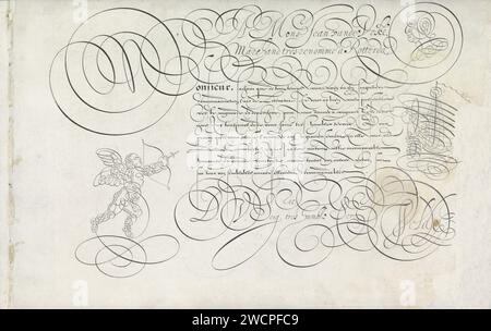 Design of a writing example: the French letter, 1605 drawing ...
