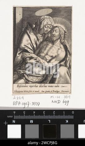 Piëta, Hieronymus Wierix, 1563 - before 1619 print Mary is pouring the deceased Christ, who lies ...