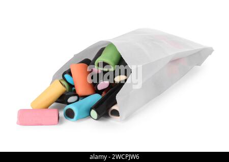 Paper bag with tasty liquorice candies isolated on white Stock Photo ...