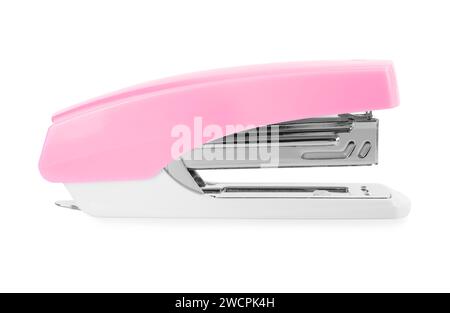 One new pink stapler isolated on white Stock Photo - Alamy