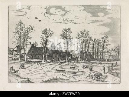 Landscape with farms, cattle and people; Small landscapes. Landscape ...